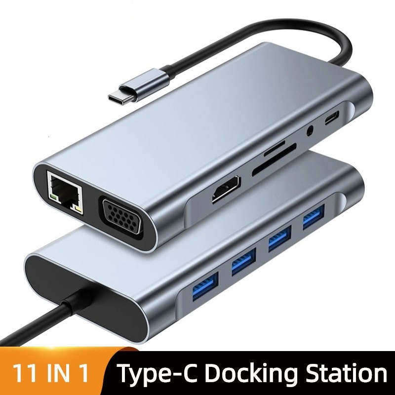 Zeus USB C Hub Adaptor Laptop Type C 11 in 1 RJ45 Connector VGA Cable ...