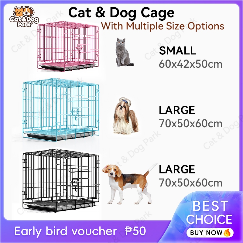 Dog Cage Foldable Pet Cage with Poop Tray Heavy Duty Pet Cages ...