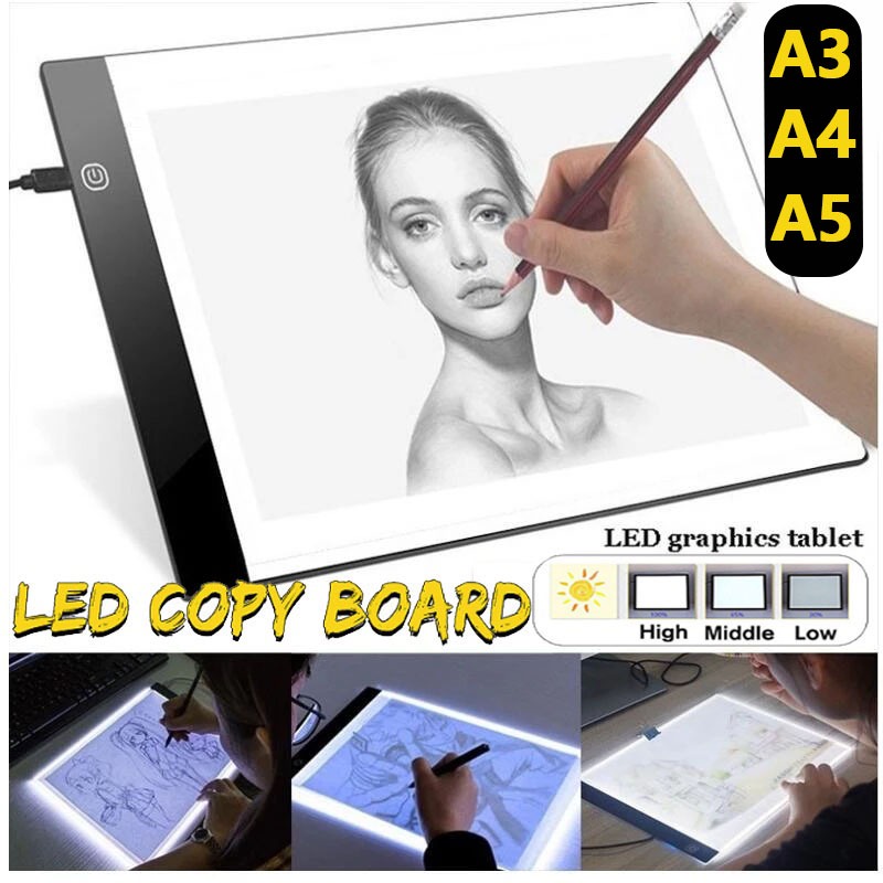 A3/A4/A5 Drawing Board LED Light Pad Brightness Adjustable Tracing ...