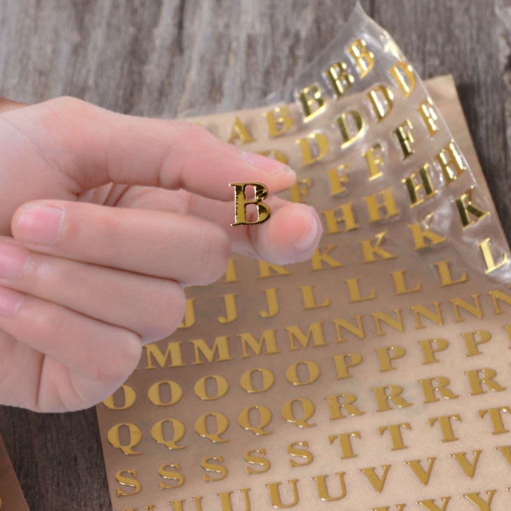 2 Sheets Gold Metal Alphabet Stickers and Number Stickers Glitter ...