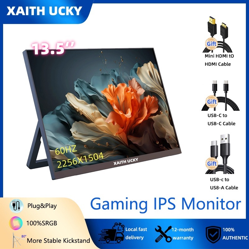 XAITH UCKY 13.5-inch-Portable-Monitor-WIth-Kickstand-60Hz-Type-c-HDMI ...