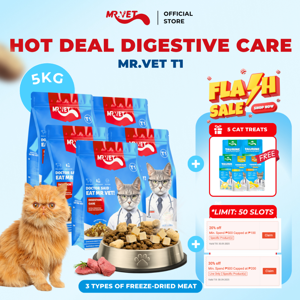 Mr Vet T1 Cat Kibble Pack of 5 Kg, Remove Hair Ball, 35% chicken, 21% ...