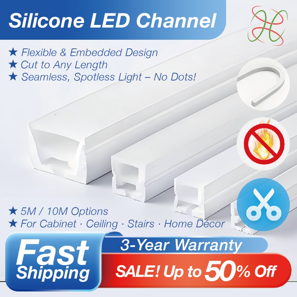 【Ready Stock】Embedded LED Silicone Channel Flexible Light 5M/10M For ...