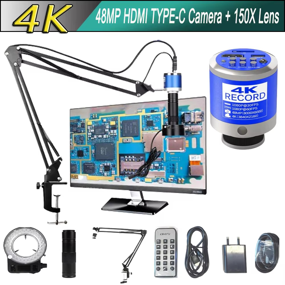 【Free Shipping】Yizhan microscope 150X continuous zoom lens digital ...