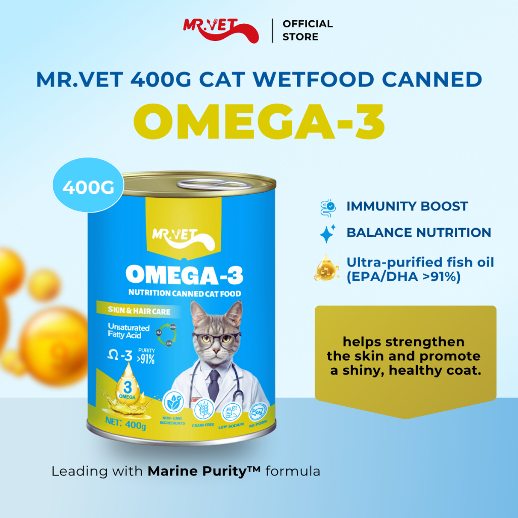 MR.VET Wet food canned 400g Nutrient-Rich Wet Food for Cats Omega-3 ...
