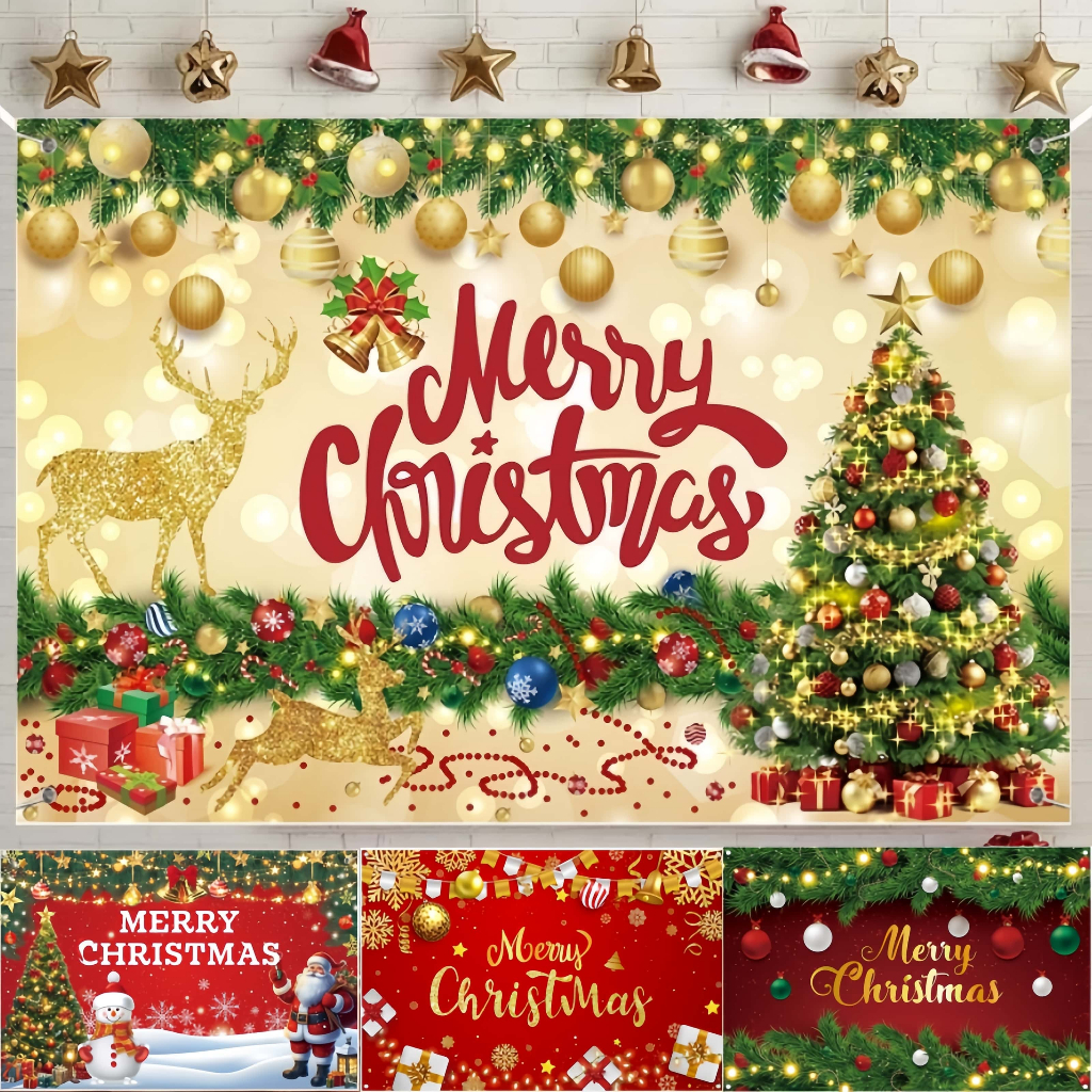 【Large Size】150*100cm Merry Christmas Banner Christmas Decorations For Home 2025 Christmas ...