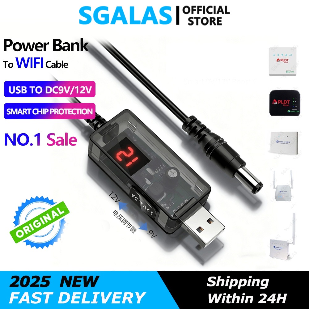 SGALAS Wifi Connector to Powerbank Cable USB to DC 5V tO 9V 12V USB ...