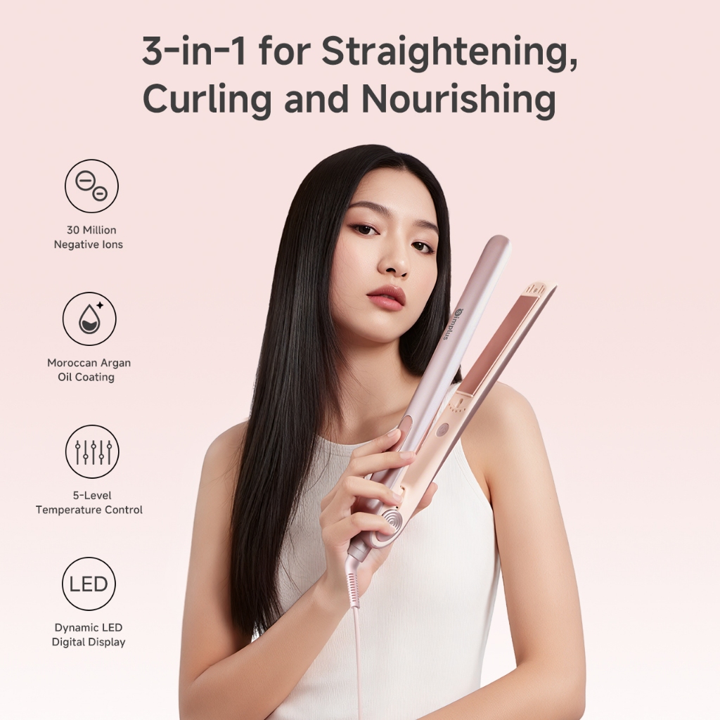Simplus Hair Straightener Flat Iron Hair Curler 2 in 1 Professional ...