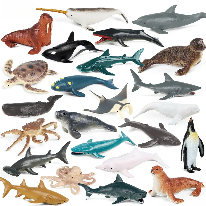Ocean Sea Life Simulation Animal Model Sets Shark Whale Turtle Crab ...