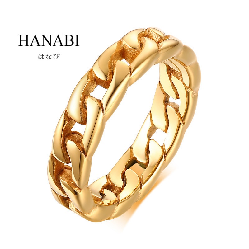 HANABI Link Chain Ring for Men Women, Stainless Steel Retro Brother ...