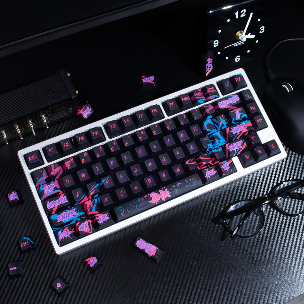 Jinx Keycaps Black Cyberpunk PBT Cherry profile Keycap set fot ...