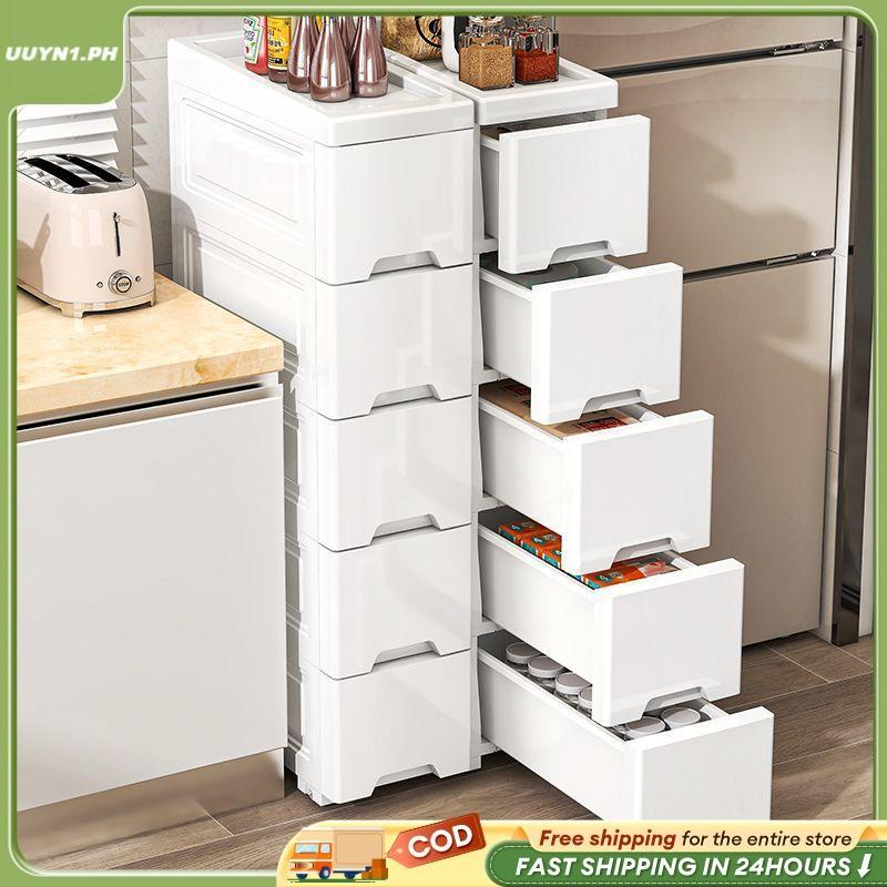 15/20/25cm Wide Gap Plastic Storage Cabinet Drawer With Wheels White ...