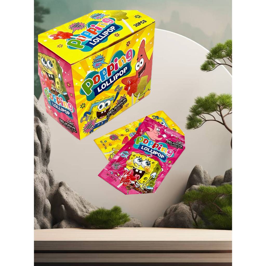 【COD】30pcs/box SpongeBob Popping Lollipop Bomb Popping Candy Fruit ...