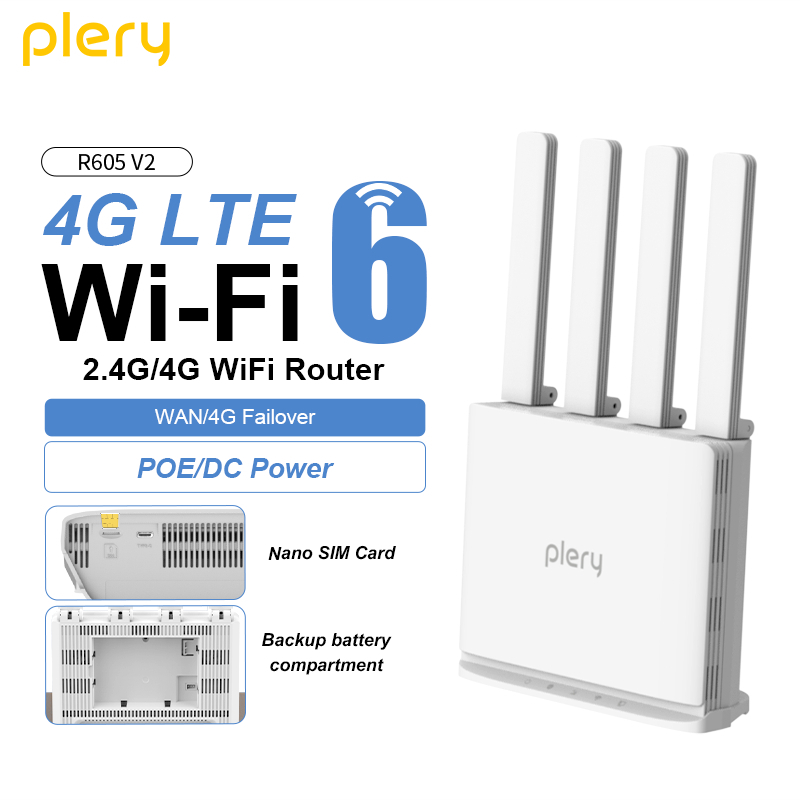 PLERY WiFi6 300Mbps 4G LTE CAT4 Outdoor Router Insert a Sim 2.4Ghz Wifi ...