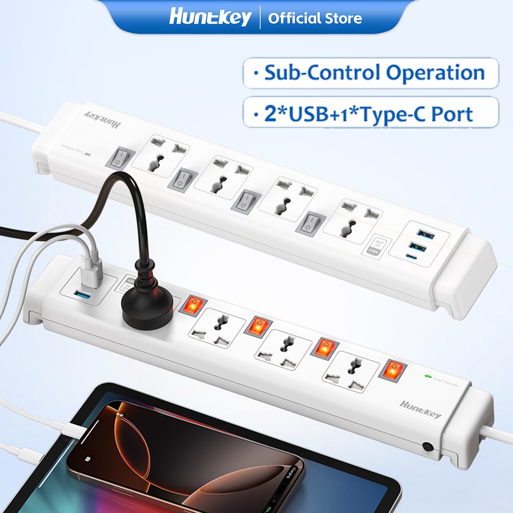 HUNTKEY Surge Protector Extension Cord with Independent Switch ...