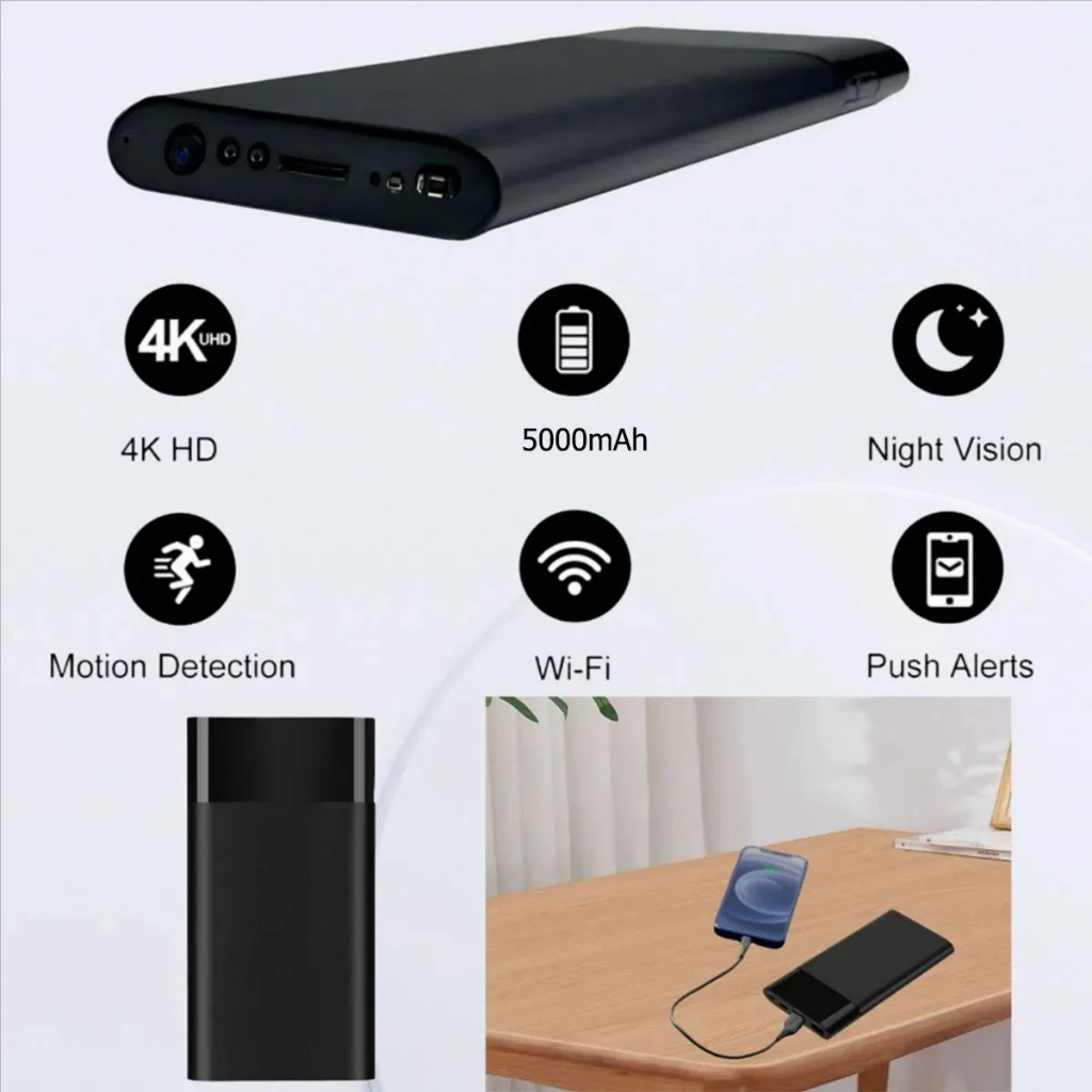 Power Bank Camera 4K Ultra HD with Night Vision – Versatile Storage ...