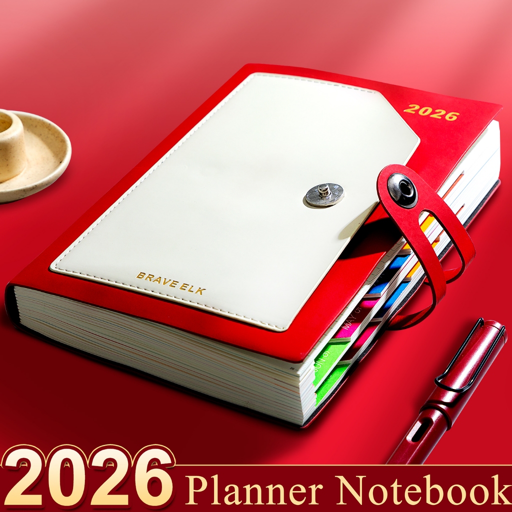 365 Days Notesbook Leather Cover Planner Notebook 2026 Weekly Monthly ...