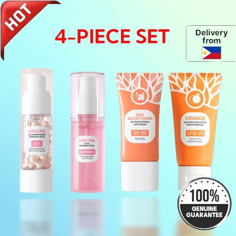 4-PIECE SET Sakura Underarm Whitening Cream and Sakura Gluta Deodorant ...