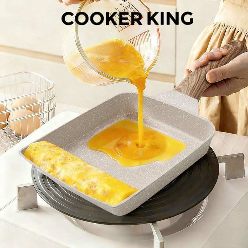 COOKER KING Non Stick Tamagoyaki Pan PFOA Free Flat Frying Pan Suitable ...