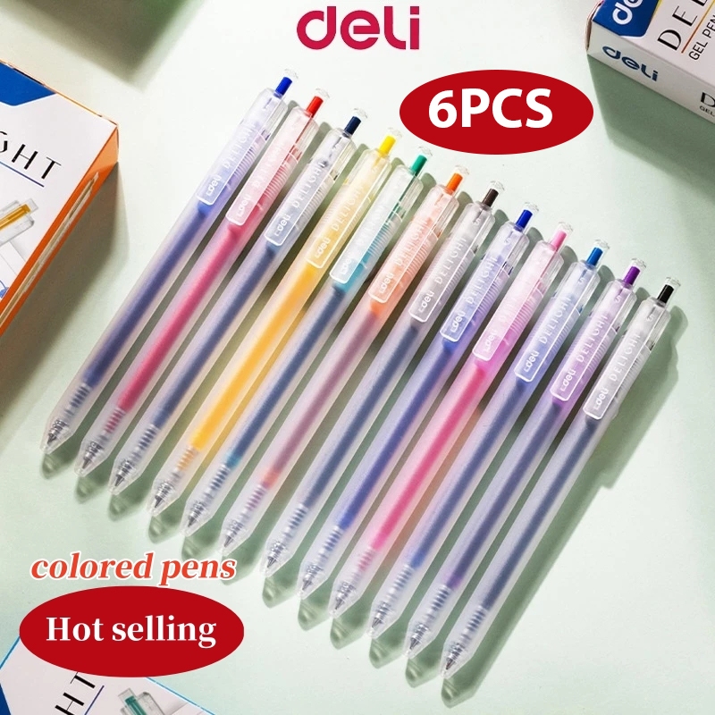 Deli 12Colors Press Gel Pen 0.5mm Bullet Ballpen Writing Pen For School ...