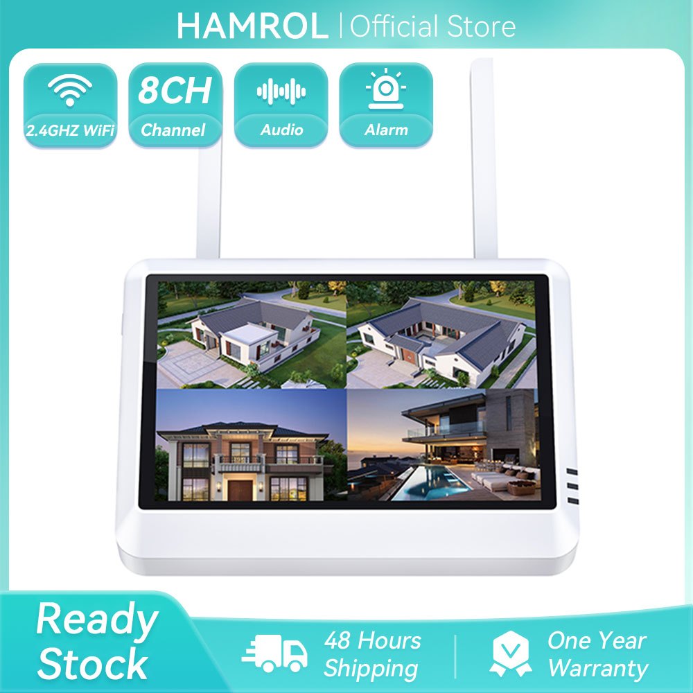 Hamrol 8CH WiFi NVR H.265 Wireless NVR With Screen Monitoring Recorder ...