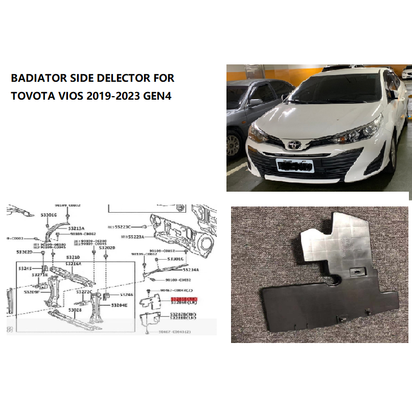 RADIATOR SIDE DEFLECTOR FOR TOYOTA VIOS 2019 2020 2021 2022 2023 ...