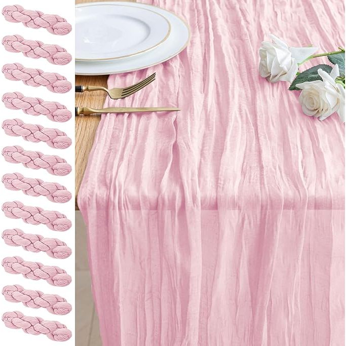 4/6/10 PCS Table Runner Cheesecloth Pink Boho Gauze Cheese Cloth Rustic ...