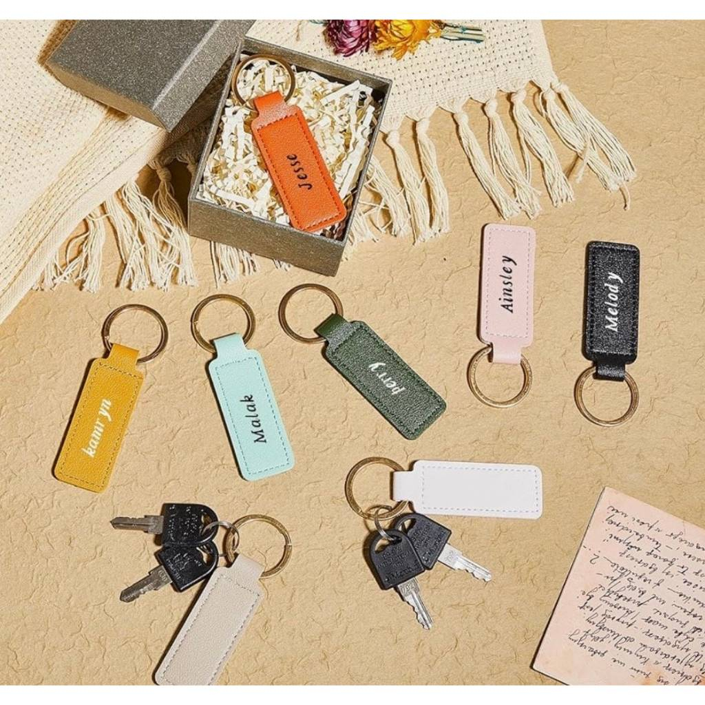 Free Custom 9.3*3cm PU Keychain Engraving Name Logo Key Backpack ...