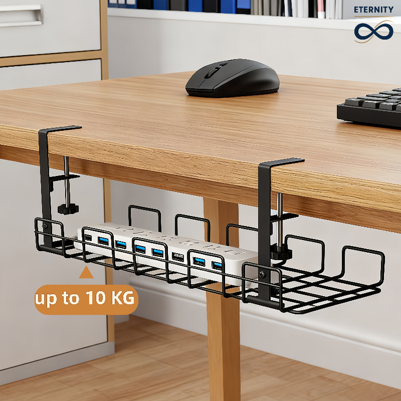 No Drill Under Table Cable Management Tray Socket Holder Wire Organizer ...