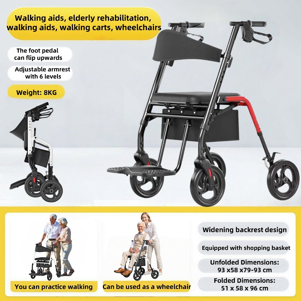 KANBEIO Portable folding, light walking elderly walker, multi ...