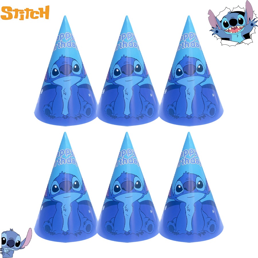 6/12/18/24PCS Disney Stitch Cartoon Birthday Hats Party Decoration ...