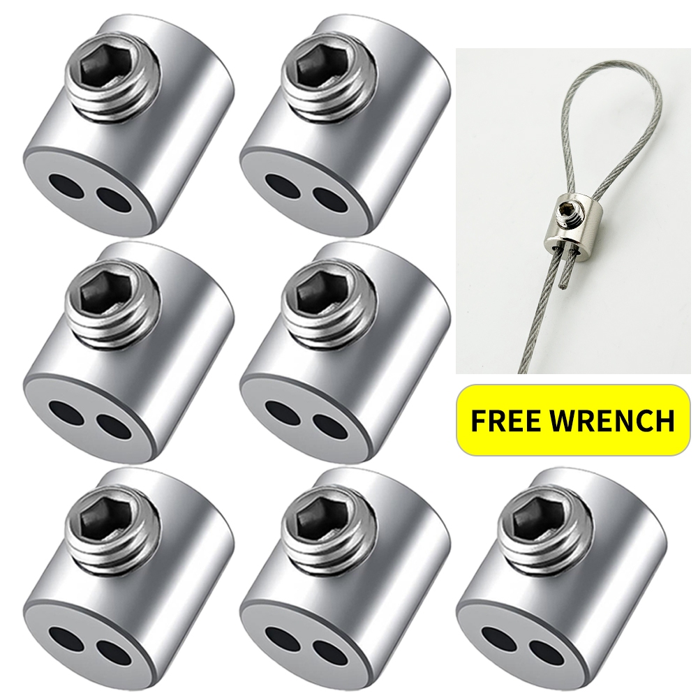 5-20pcs 1-2mm Steel Wire Clamps Adjustable Suspension Rope Clips Double ...