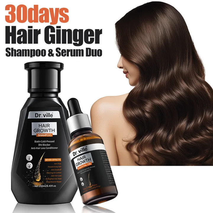 hair growth Combo Set Shampoo & Serum Hair Grower with Ginger for Anti ...