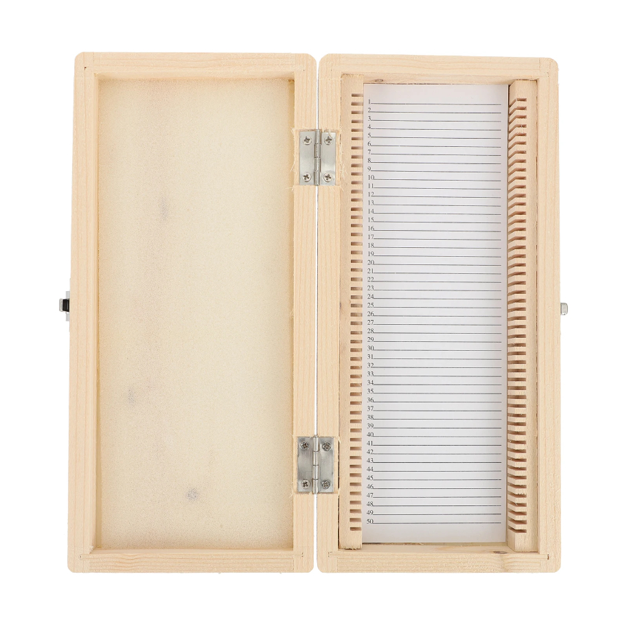 Wooden Microscope Slide Storage Box Blank Prepared Slides Container ...