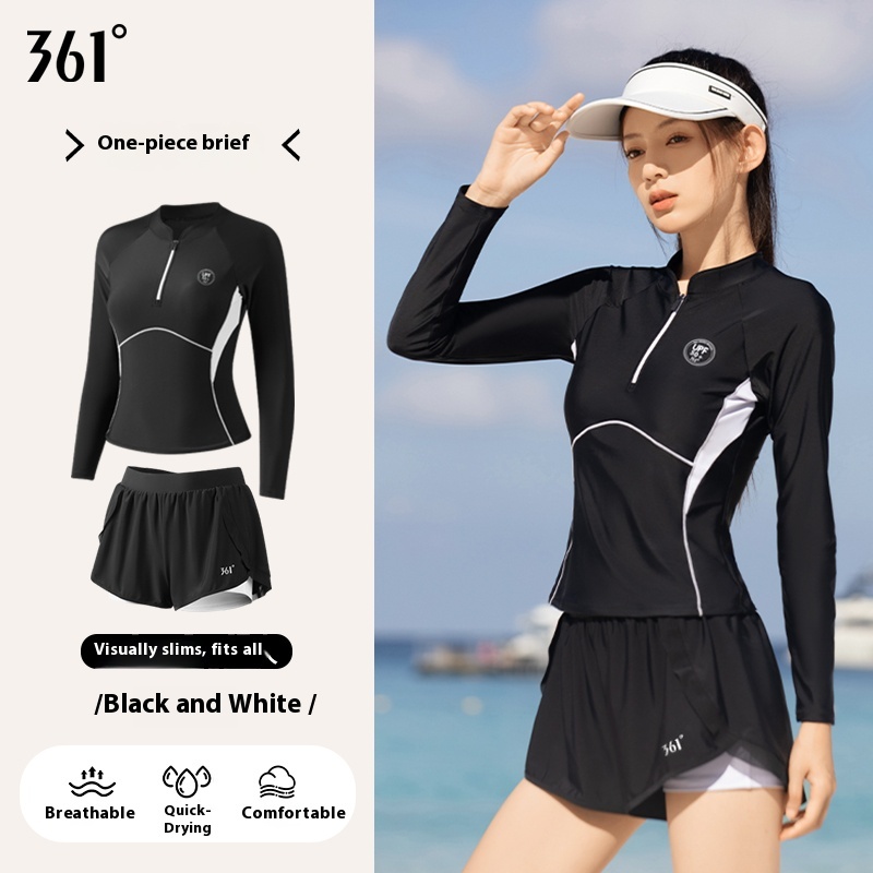 361 Degrees Female Swimwear Beach Outfits 2 Pieces Long Sleeve Swimsuit ...