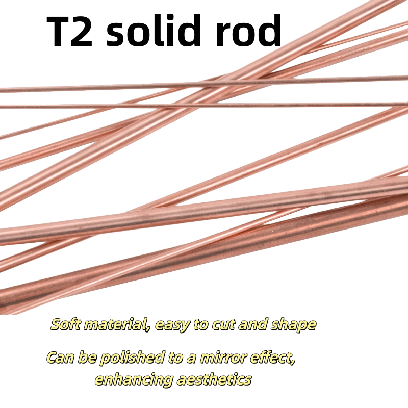 Pure red copper rod T2 purple copper solid rod 500mm long, easy to ...