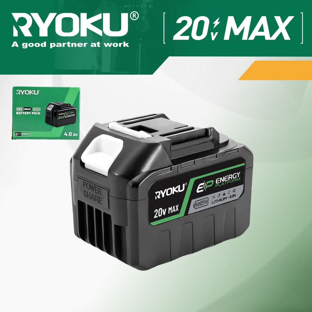 RYOKU 20V 4.0A Lithium-Ion Battery - High Capacity Replacement for ...