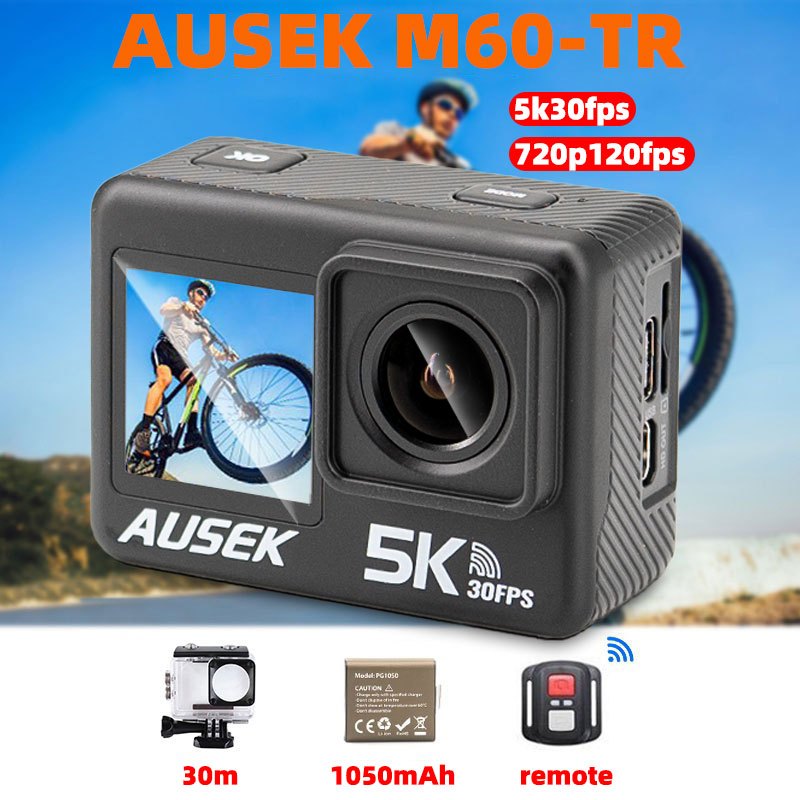 Orig AUSEK M60 AT-M60TR Action Camera 5K 30FPS 20MP 2.0 Touch LCD 5X ...