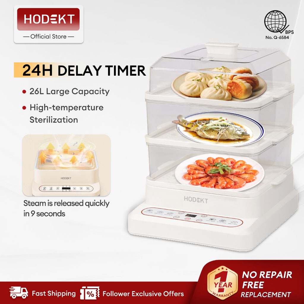 HODEKT Electric Food Steamer Large Capacity 3 Layers for Siomai ...