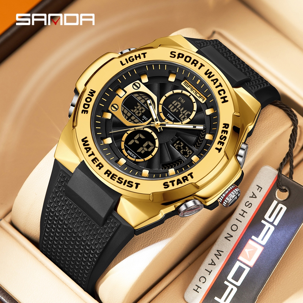 Sanda 3378 electronic cool watch waterproof alarm clock multifunctional ...