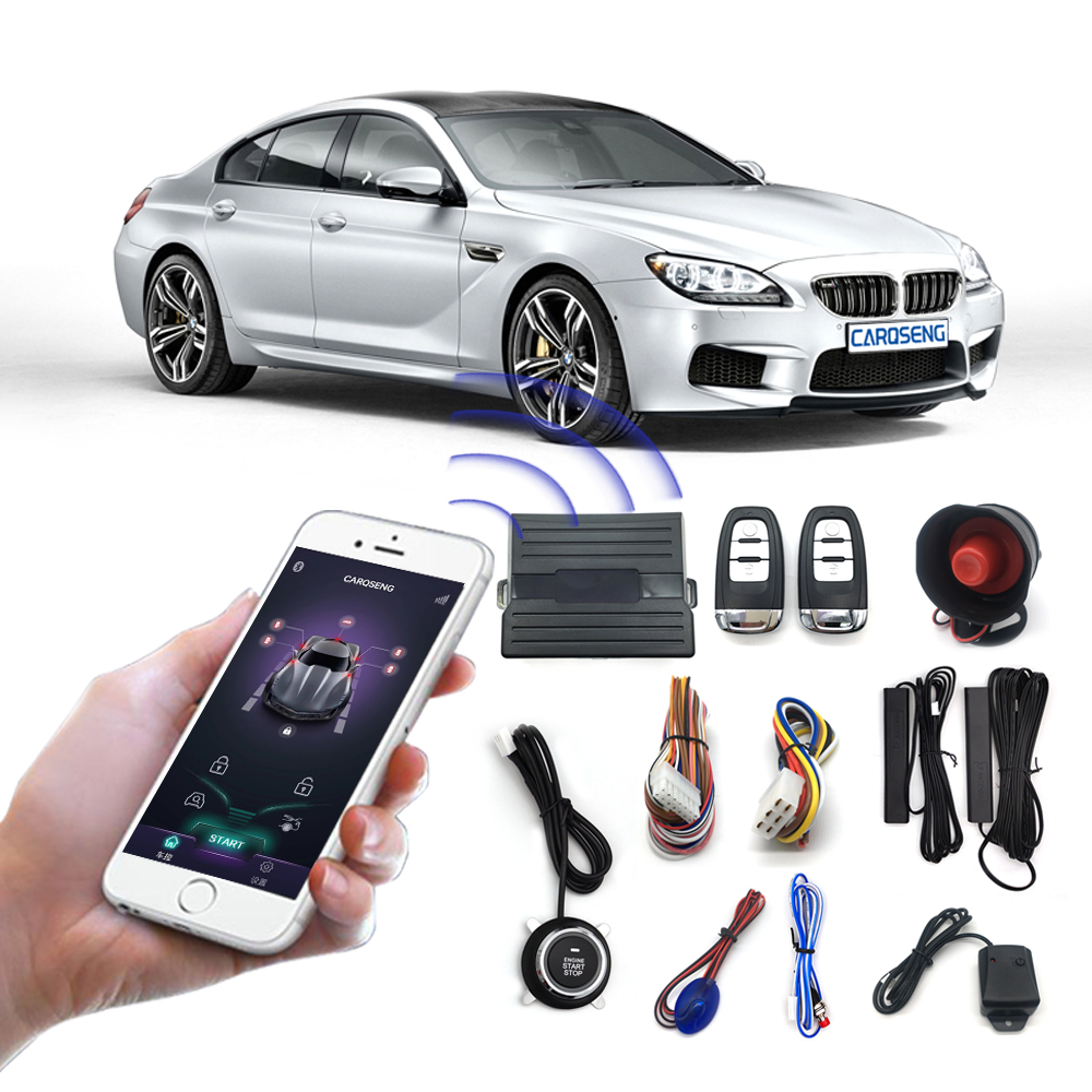 CARQSENG Q7B APP Control PKE 12V Car Alarm & Button Push Start & Anti ...