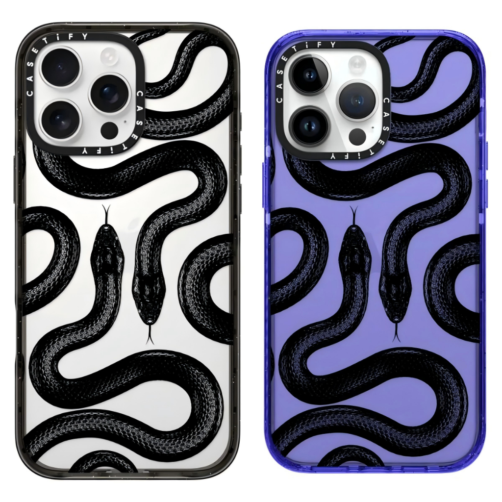 Snake Black Purple Transparent Phone Case for iPhone 17 16 15 14 13 12 ...