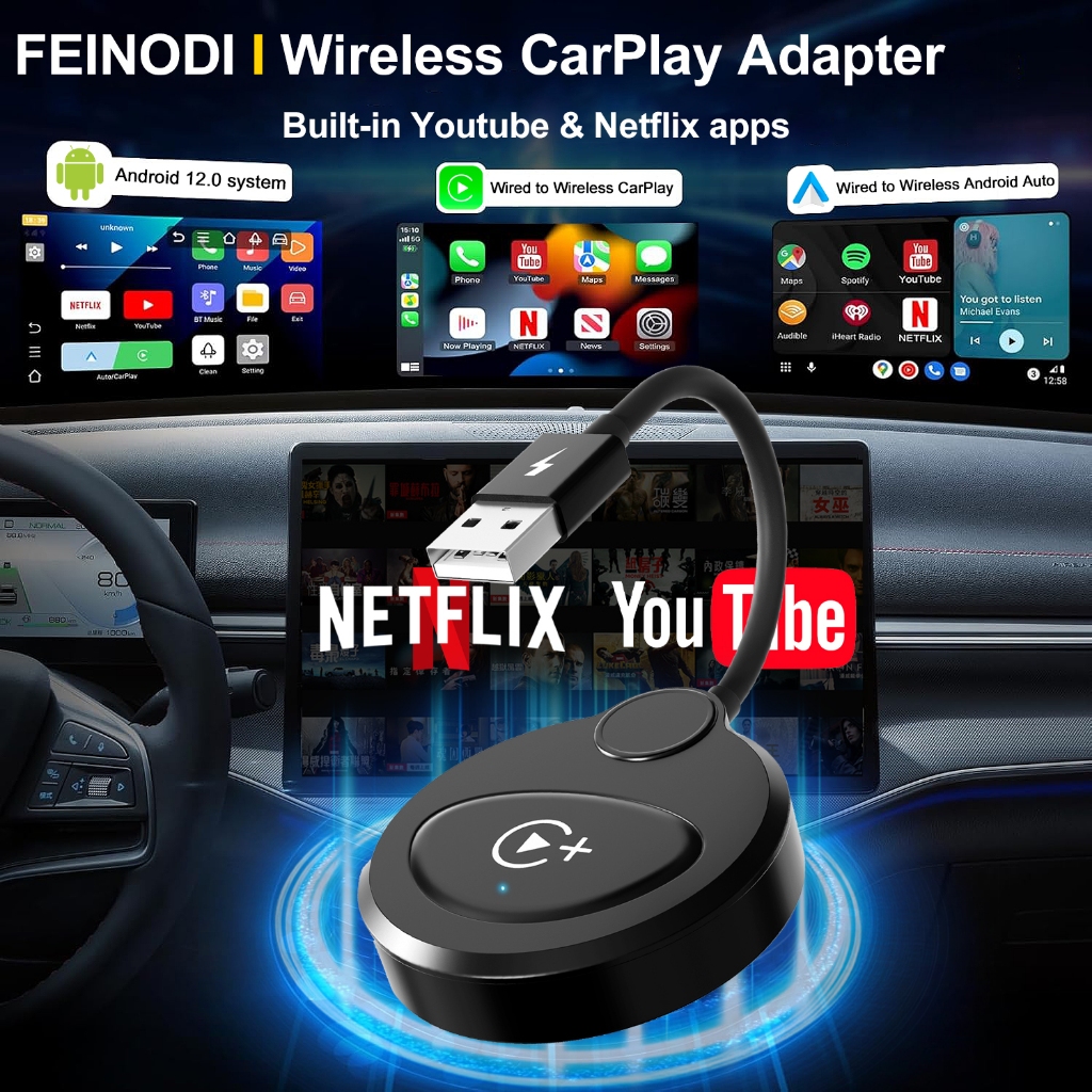Carplay Wireless Adapter& Android Auto Maaaring manood ng YouTube ...