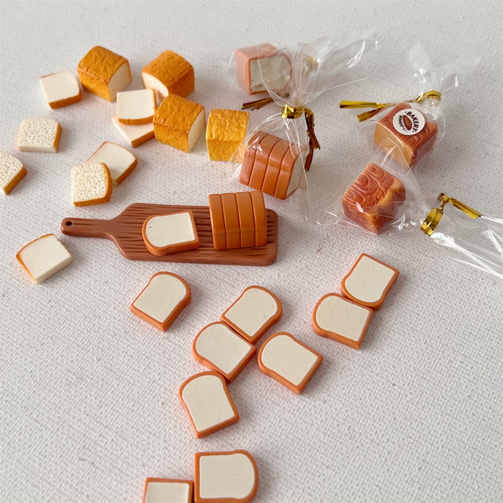 10PCS Sliced Bread Bagged Toast Bread Miniature Food Toy Kitchen Bakery ...