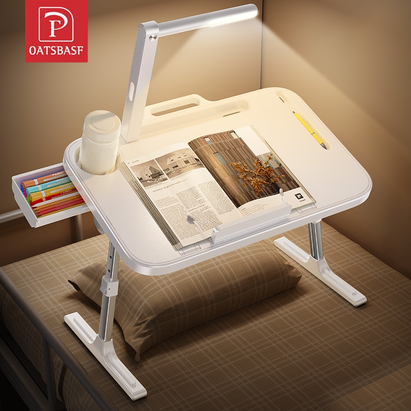 OATSBASF Foldable Bed Reading Desk Laptop Stand With Reading Light ...