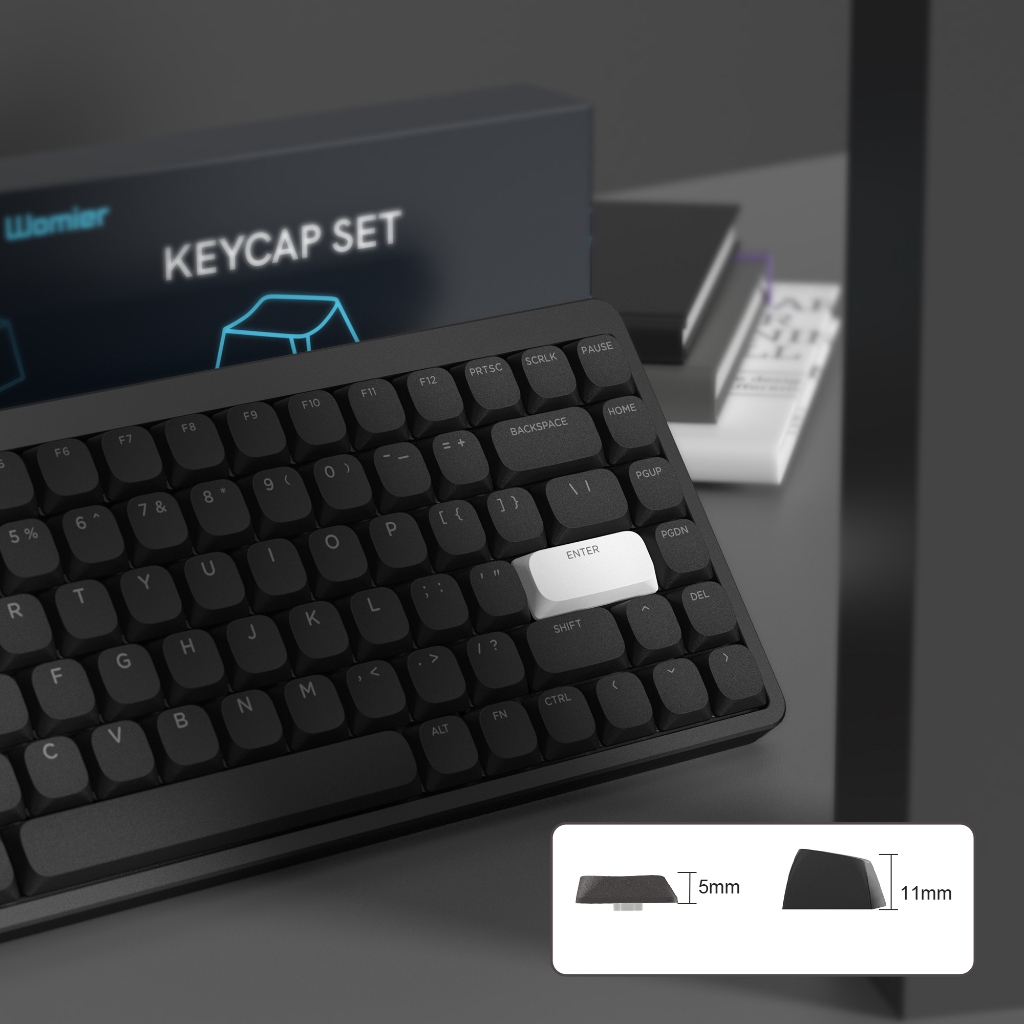 Womier Low Profile 129 Keys WOB/BOW Shine Through Keycaps Set for ...