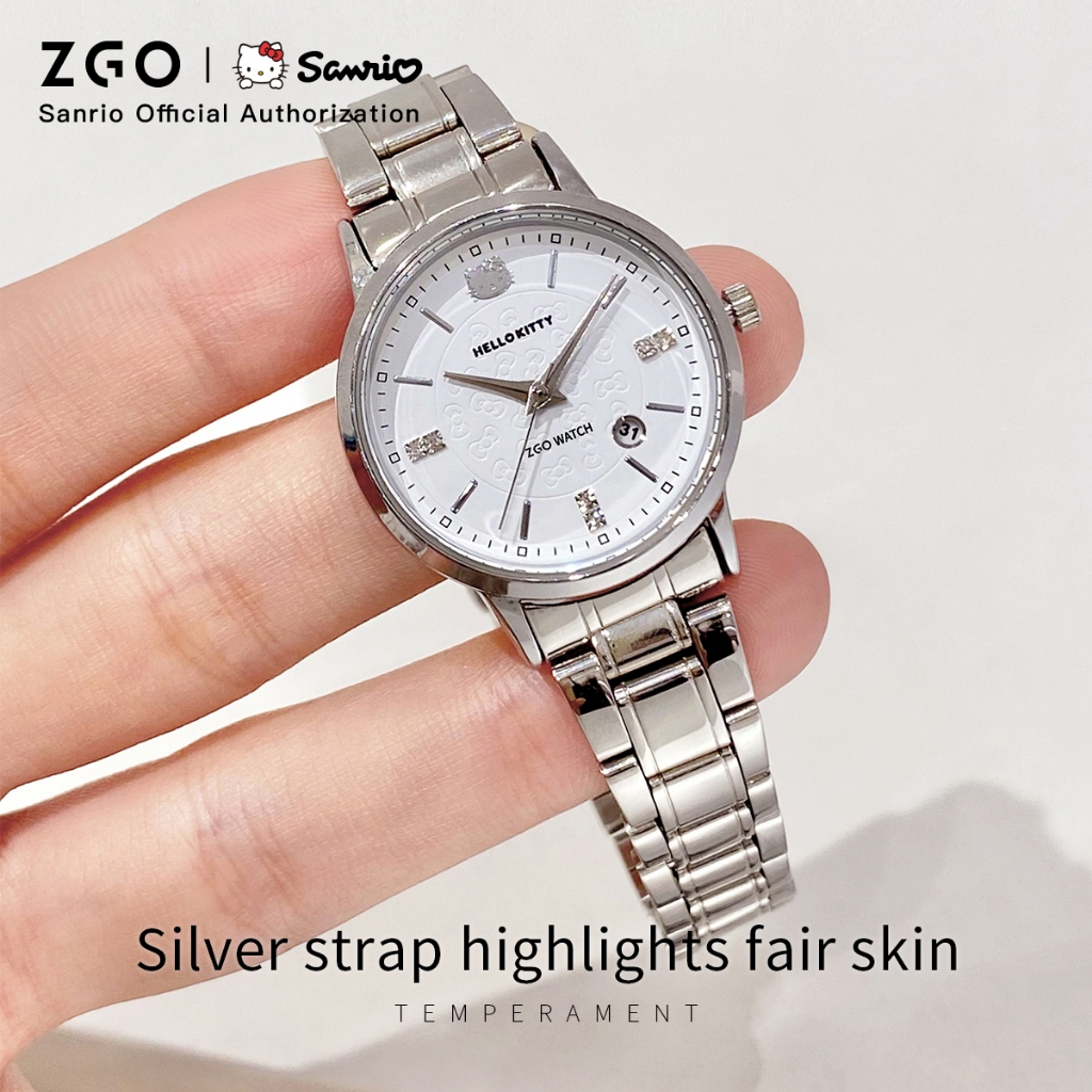 ZGO x Sanrio HelloKitty Quartz Watch For Woman Silver Stainless Steel ...