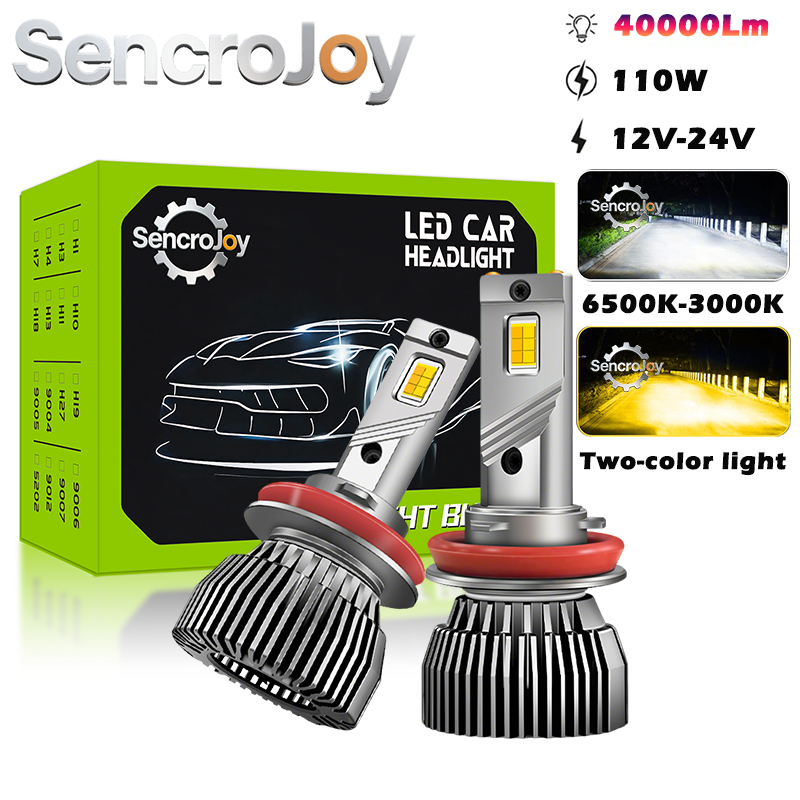 LED Headlight Bulb 110W 40000LM 12-24V Super Bright Dual Color Switch ...