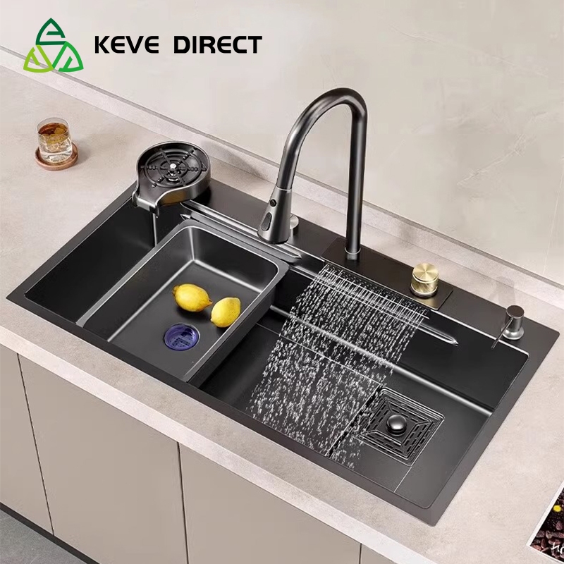 KEVE Modern Kitchen Sink Complete Set Sink Stainless for Kitchen Black ...