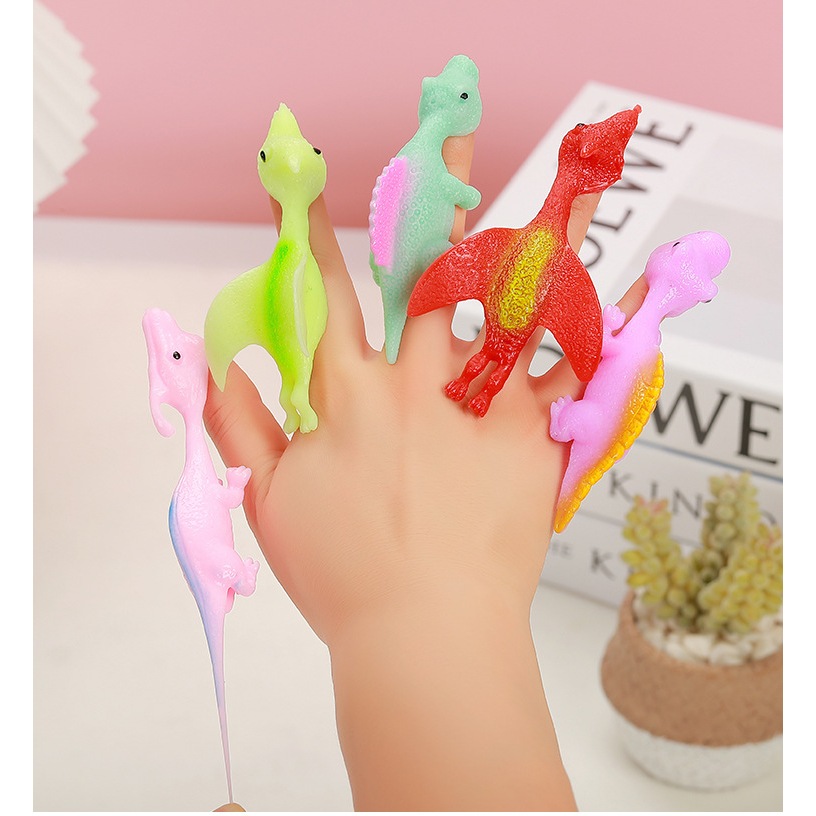 Finger-Flick Dinosaur Toy - Wall-Sticking Flingable Mini Dinosaur ...